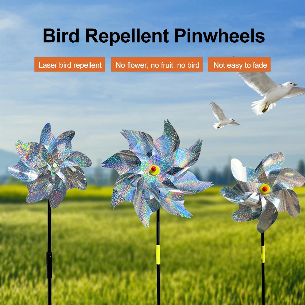 Garden Bird Repellent Pinwheels Reflective Sparkle Pinwheel Bird ...