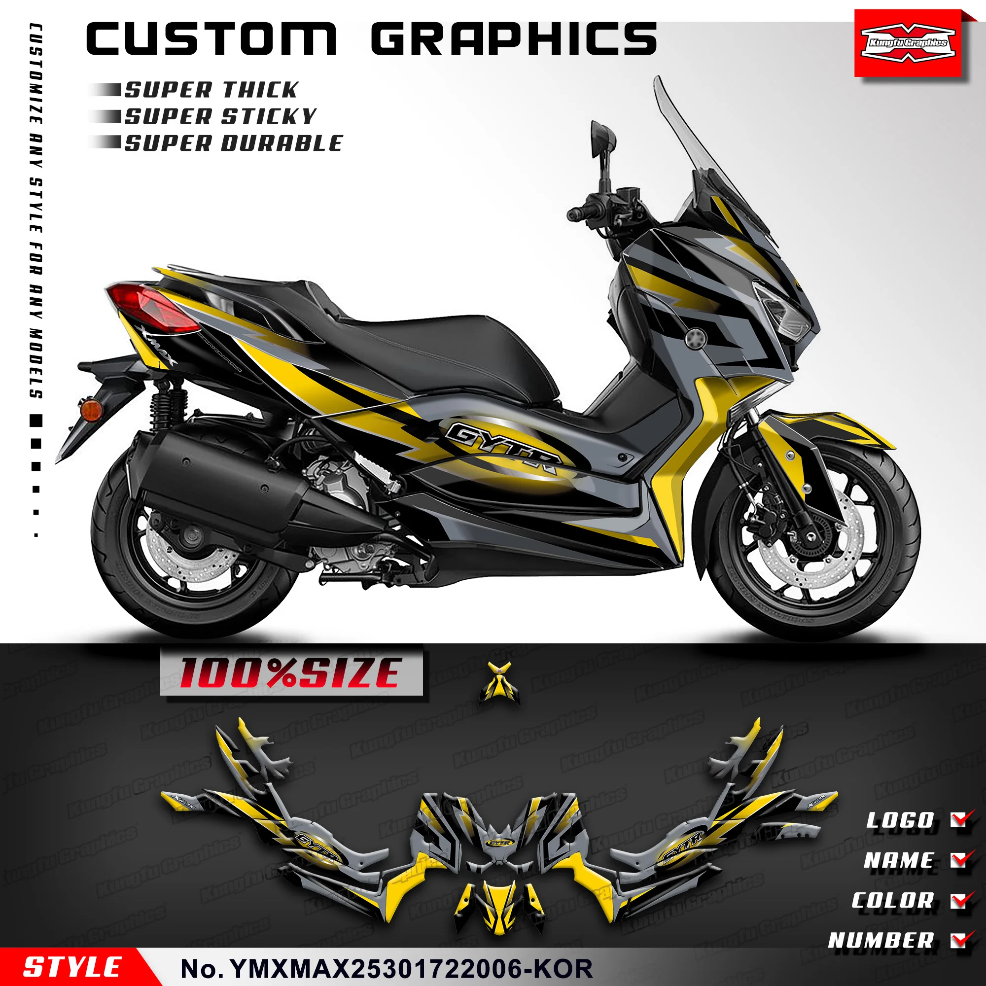 KUNGFU-GRAPHICS-Motorcycle-Full-Decals-Stickers-Kit-for-Yamaha-XMAX-250 ...