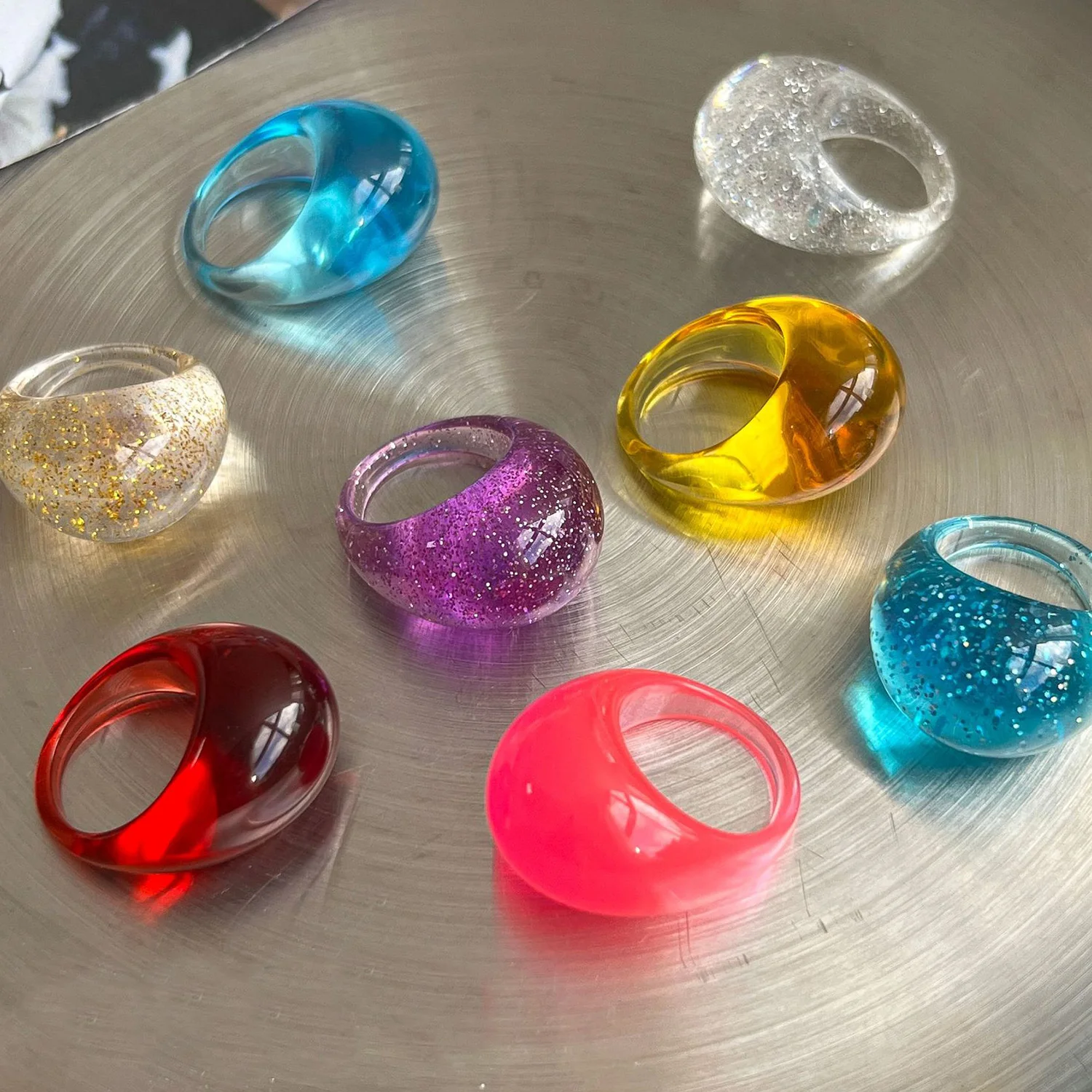 New-Trendy-Big-Round-Acrylic-Resin-Rings-Sets-for-Women-Geometric ...