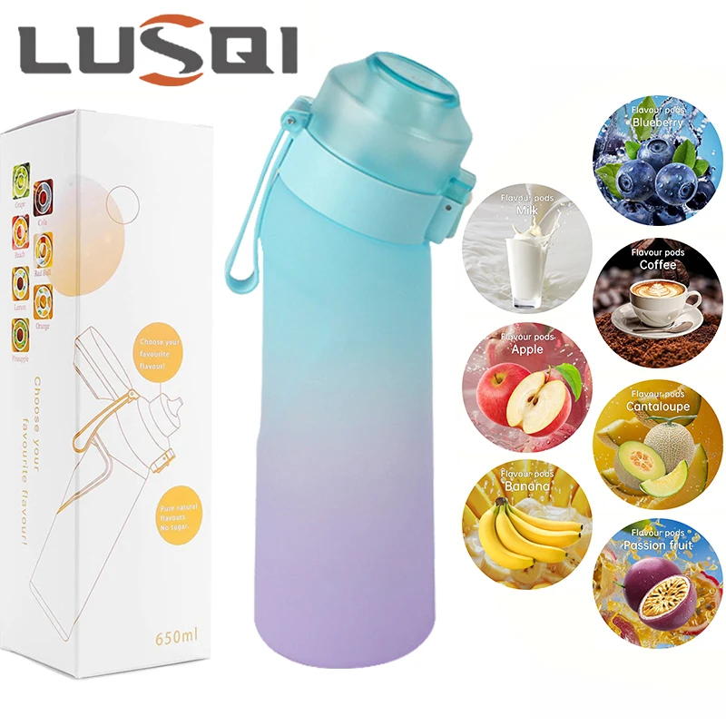 LUSQI-Air-Flavored-Water-Bottle-With-7-Flavor-Pods-Sports-Fashion-Straw ...