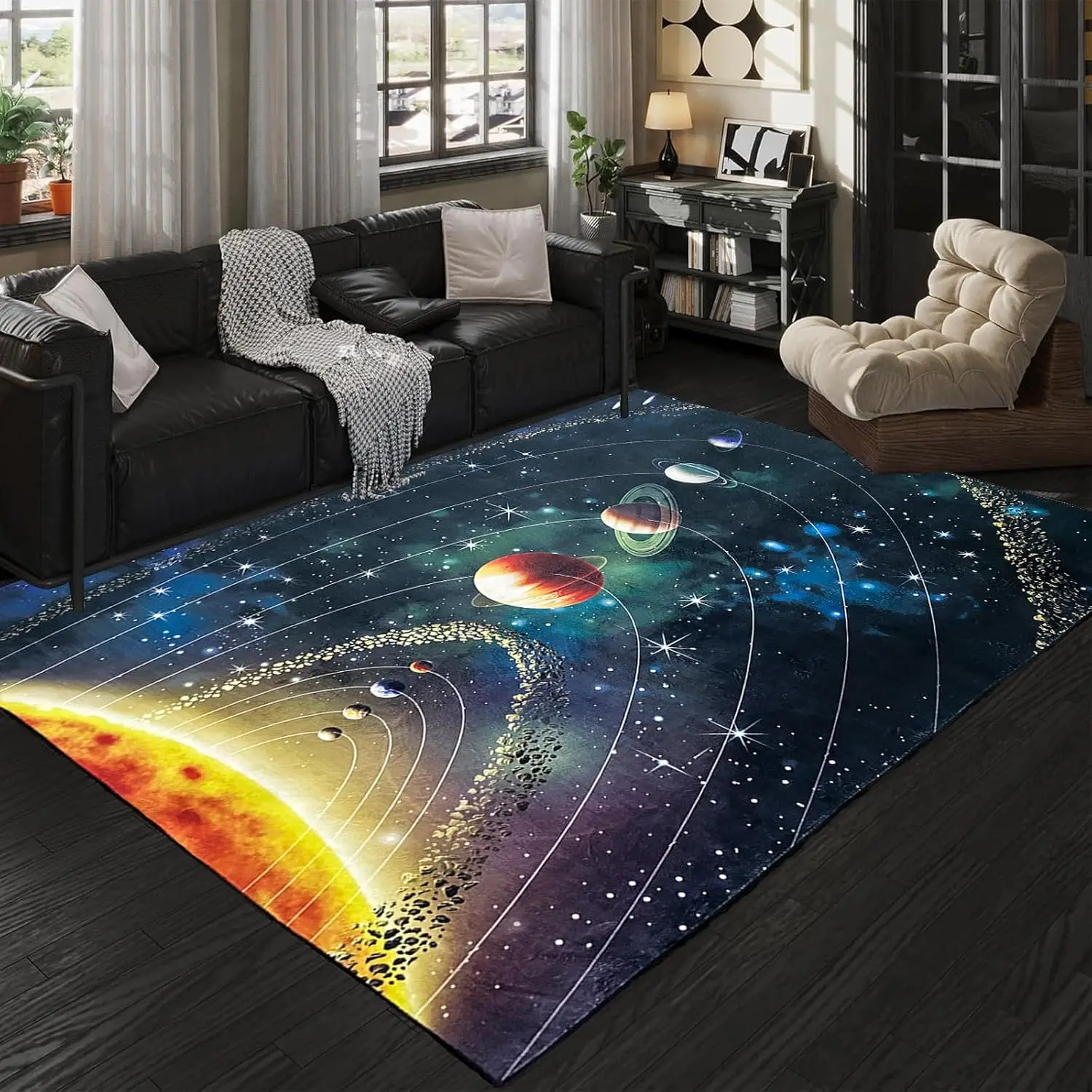 VIKAMA 3D Planet Universe Crystal Velvet Carpet Children's Room Play ...