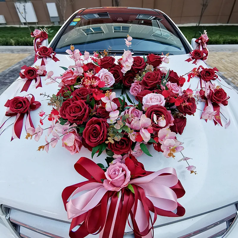Red Wedding Car Flowers
