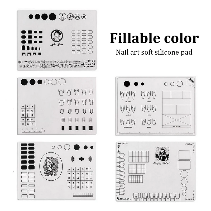 Silicone-Nail-Practice-Training-Sheet-Mat-Manicure-Liquid-Acrylic-Tips ...