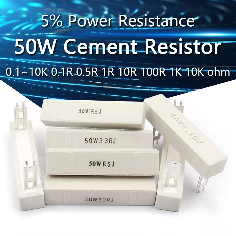 50W Ceramic Cement High Power Resistor 0.1~1K 0.2 0.22R 0.5 1 1.5 2 2.5 ...