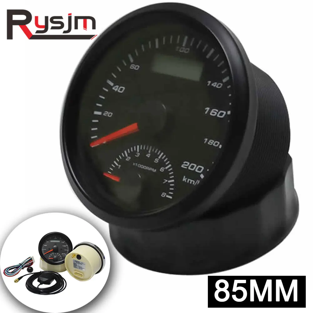 85mm-GPS-Speedometer-200km-h-With-Tachometer-0-8000RPM-Car-Boat ...