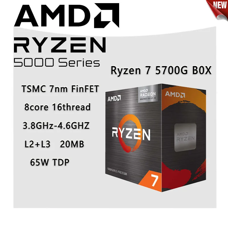 AMD Ryzen 7 5700G R7 5700G 3.8GHz Eight Core 16 Thread 65W CPU ...