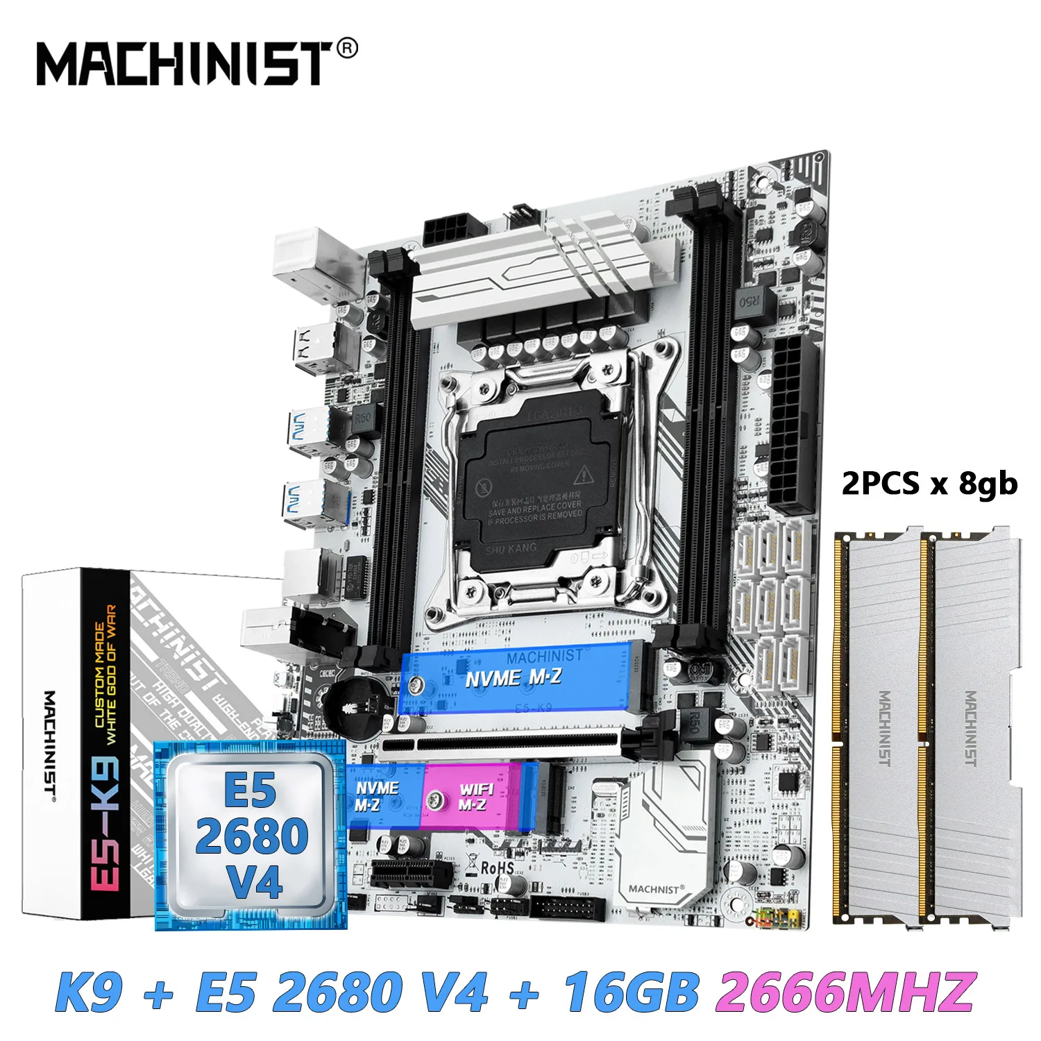 Machinista x99 lga 2011 3 conjunto kit placa mãe xeon e5 2680 v4 processador cpu + ddr4 16gb ...