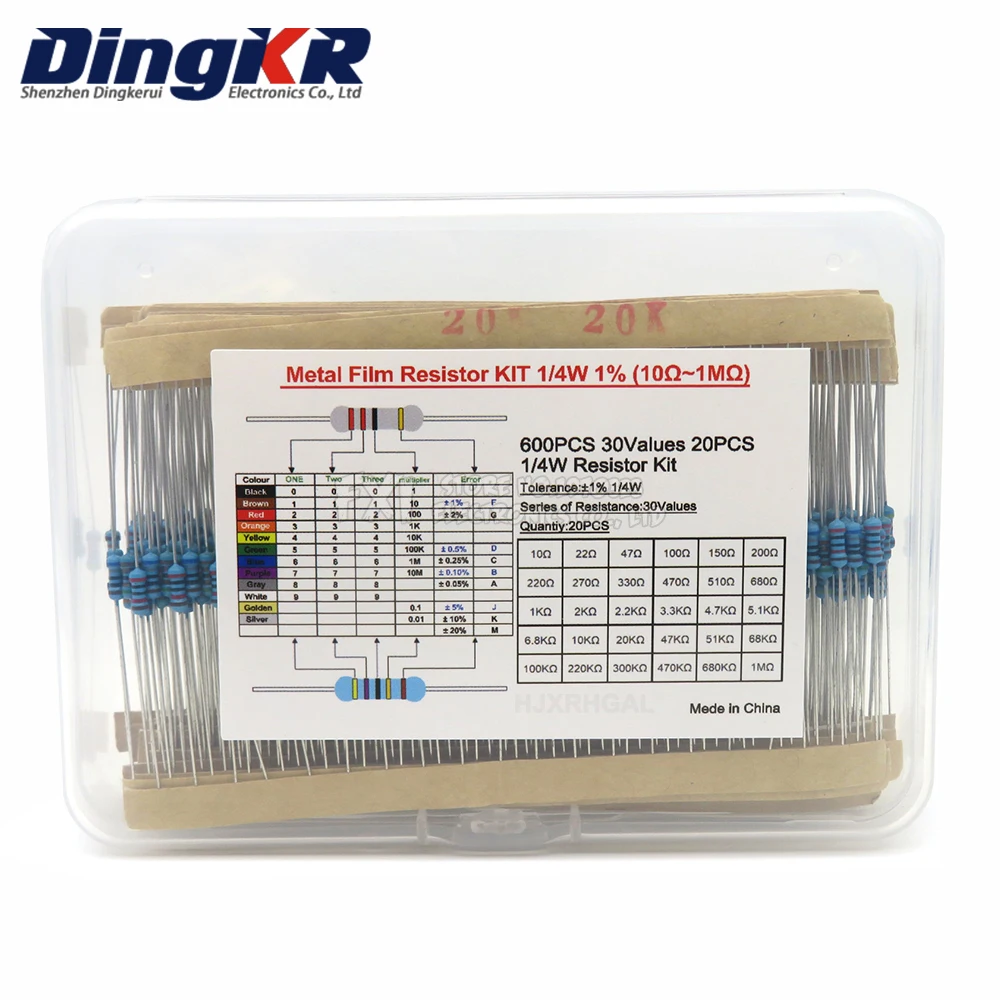 600PCS-30Values-x-20PCS-1-1-4-W-resistor-pack-set-diy-Metal-Film ...