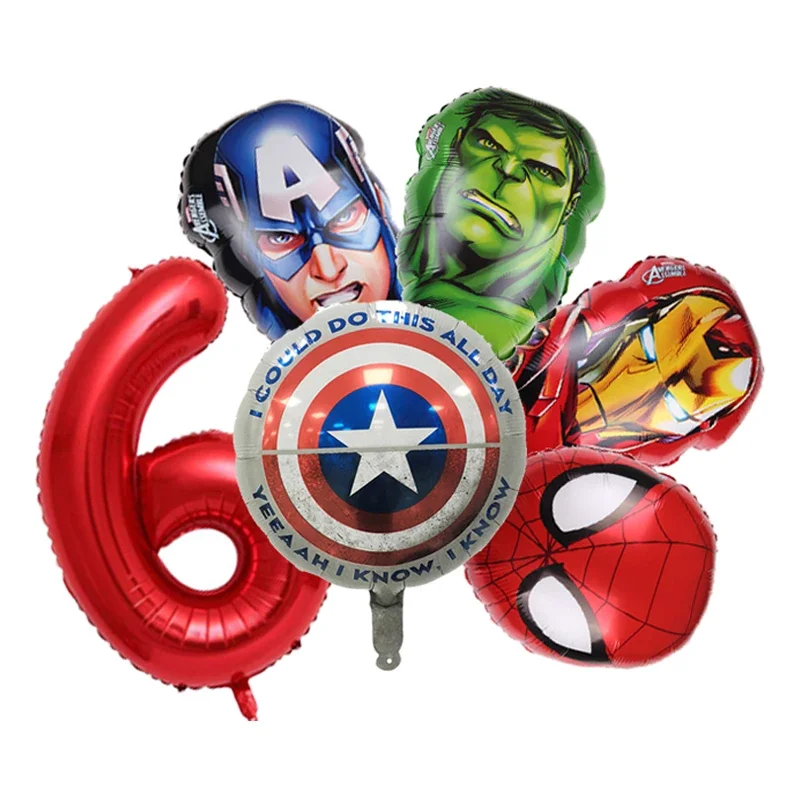 6pcs-Marvel-Theme-Party-Balloon-The-Avengers-SpiderMan-Iron-Man-Captain ...