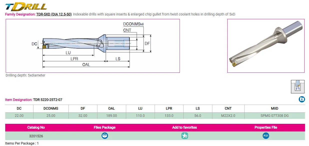 ORIGINAL 1PCS CARBIDE INSERT TDR 5220-25T2-07
