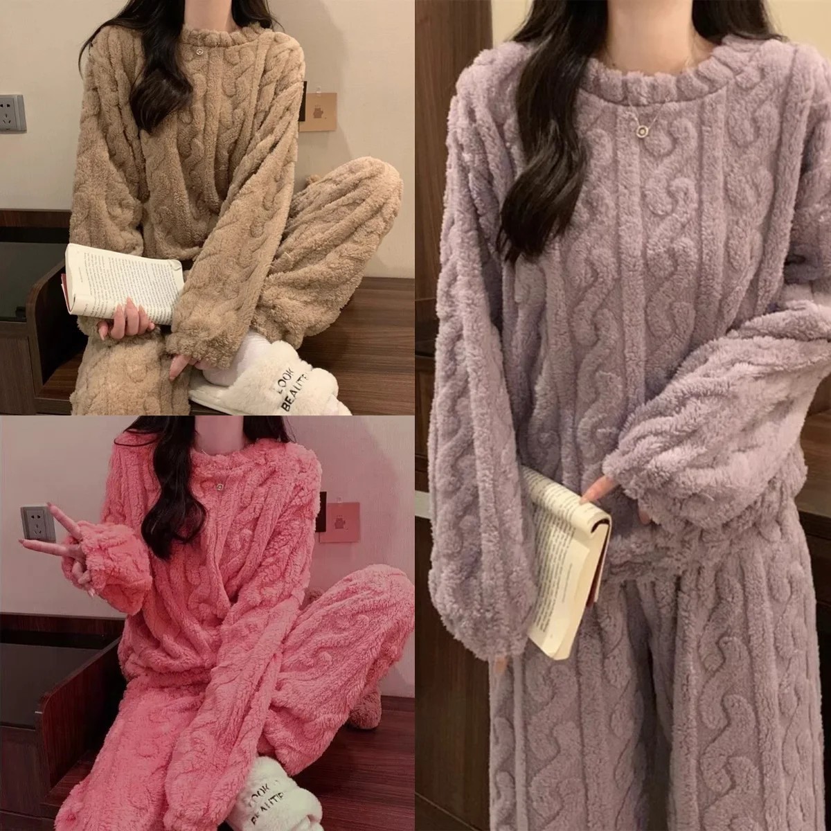 Women-s-Clothing-Fall-And-Winter-Fashion-Coral-Velvet-Jacquard-Long ...