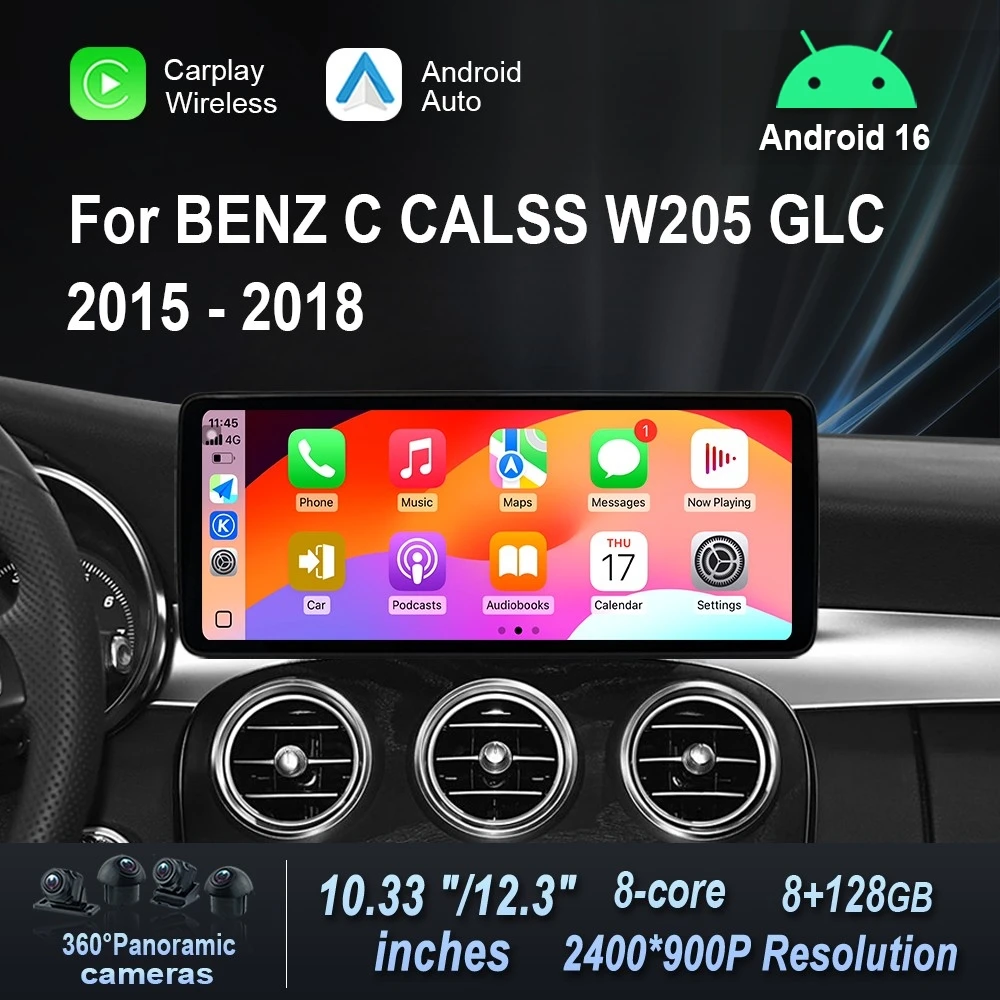 Android 16 Touch Screen for Mercedes BENZ C CALSS W205 GLC 2015 - 2018 ...