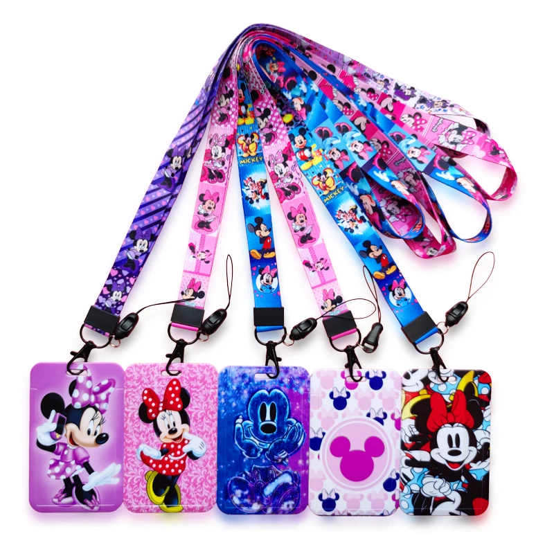 Disney-ID-Badge-Holder-Lanyard-Keychain-Mickey-Minnie-Credit-Card-Case ...