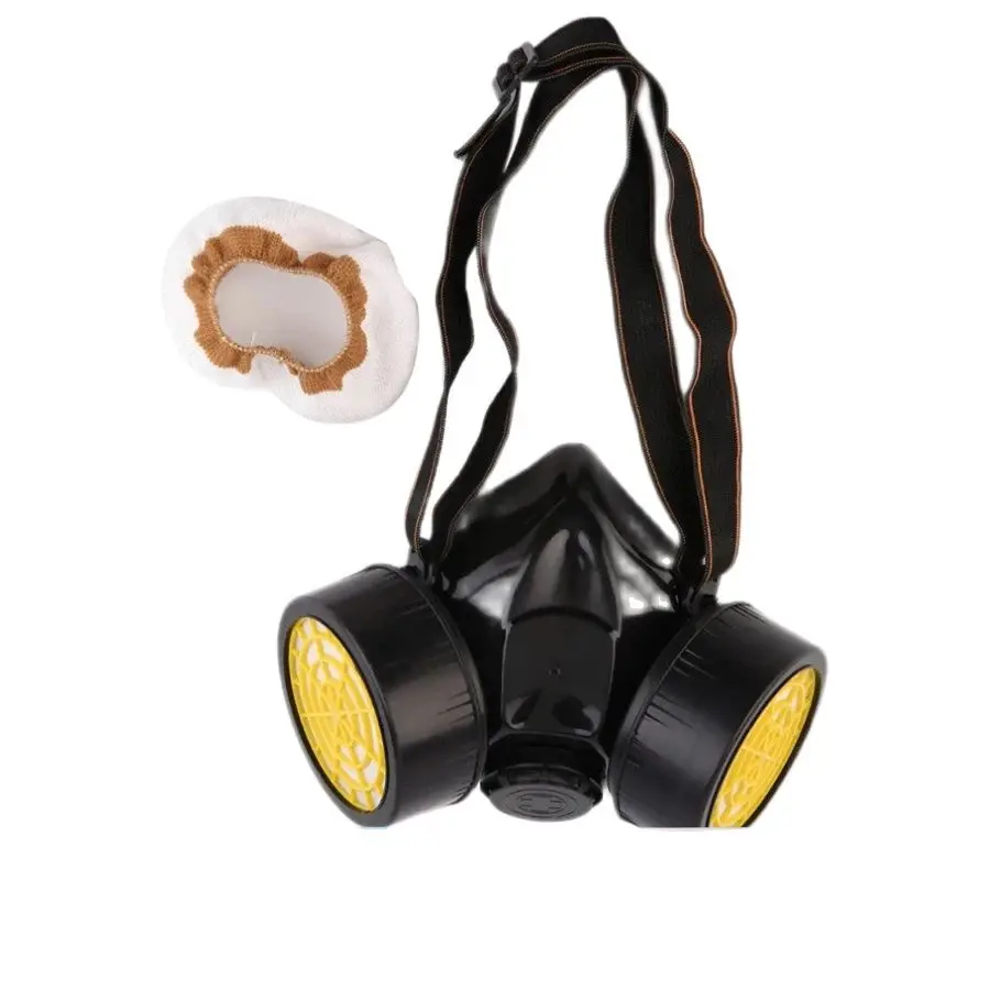 Working-Mask-Half-Face-Black-Safety-Respirator-Gas-Mask-2-Canisters-for ...