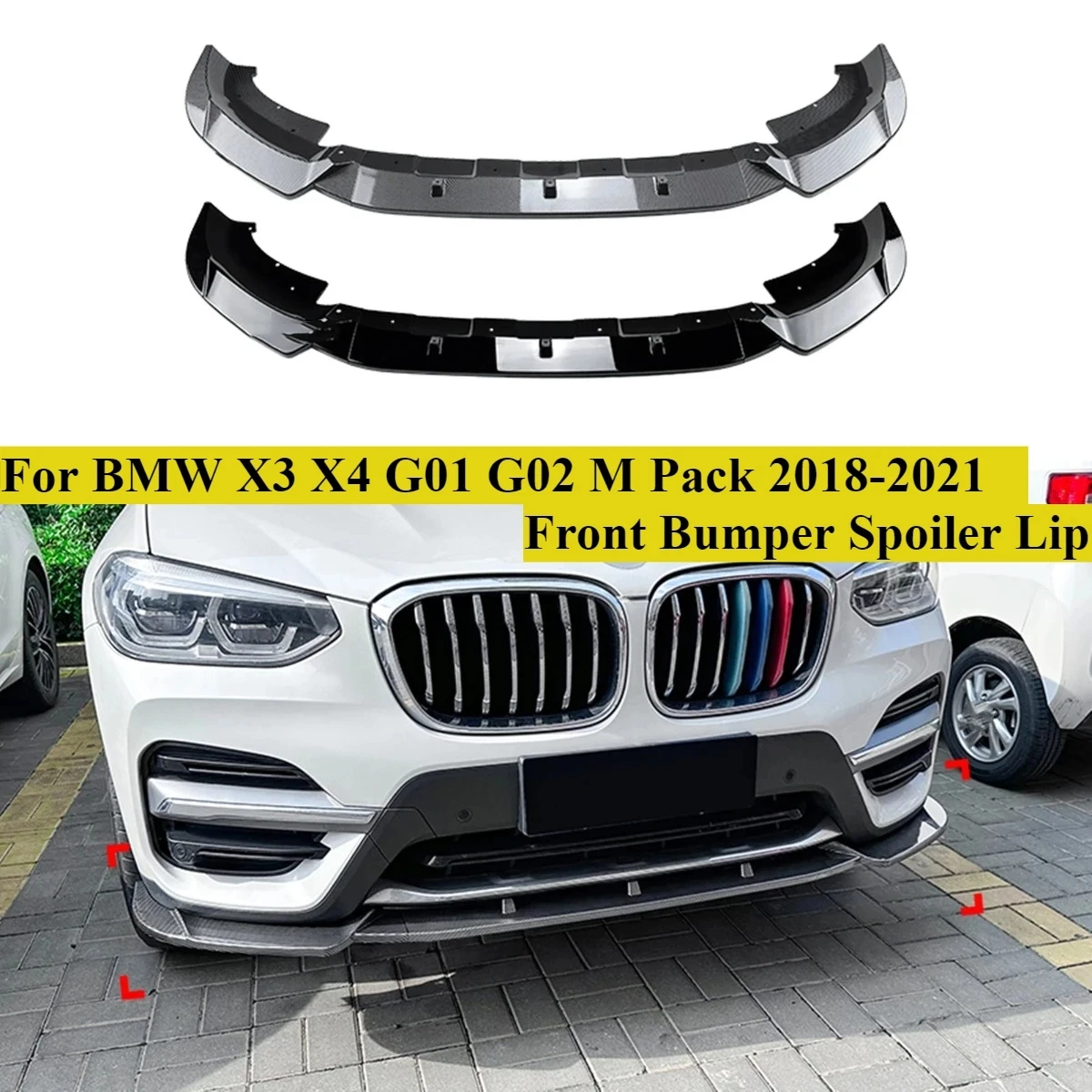 3Pcs Front Bumper Spoiler Lip For BMW X3 G01 X4 G02 M-Pack 2018 2019 ...