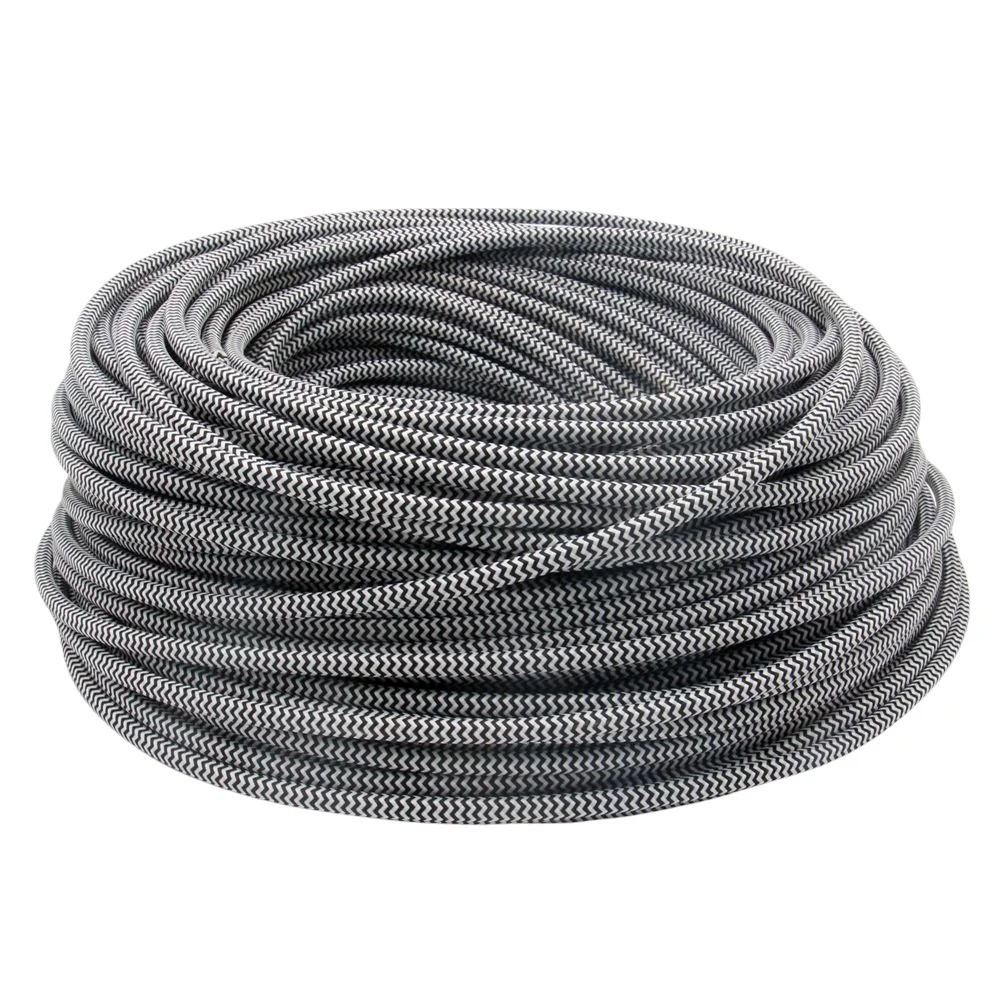 3m 5m 10meters 3 Core 0.75mm2 Fabric Textile Braided Cable Woven Cloth ...