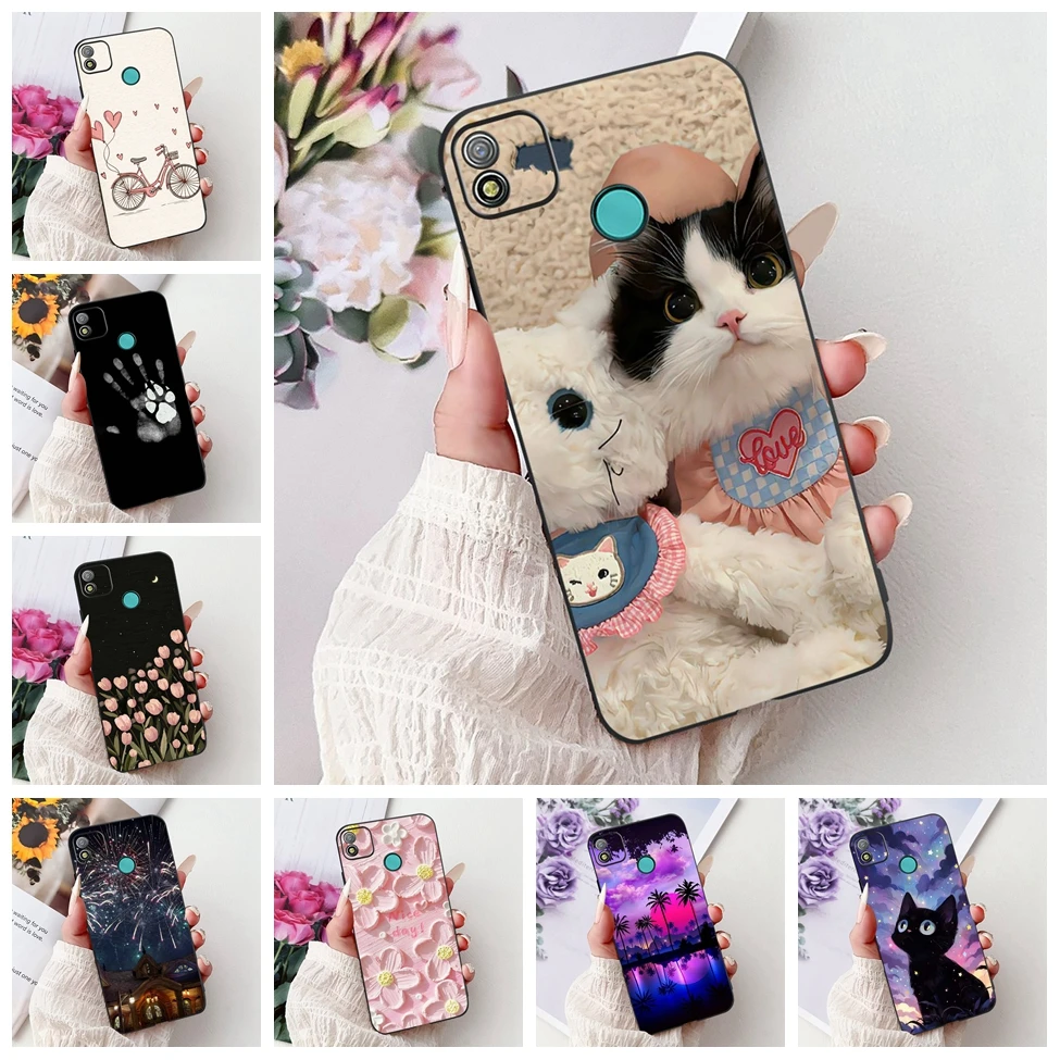 6.0" For Tecno Pop 4 Case Silicone Funny Luxury Cute Cartoon Cat Girls ...