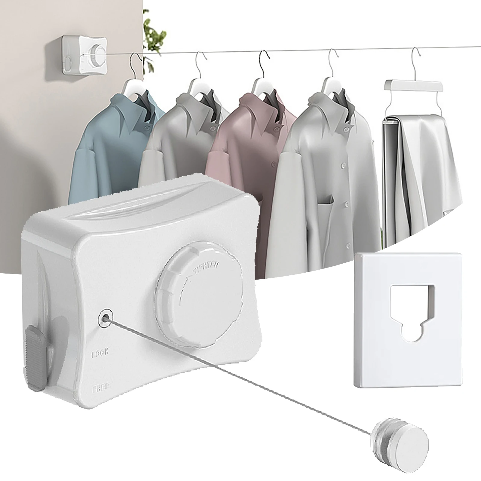 Retractable Clothes Line Dryer Home Laundry Hanger Punch-free 20kg Load ...