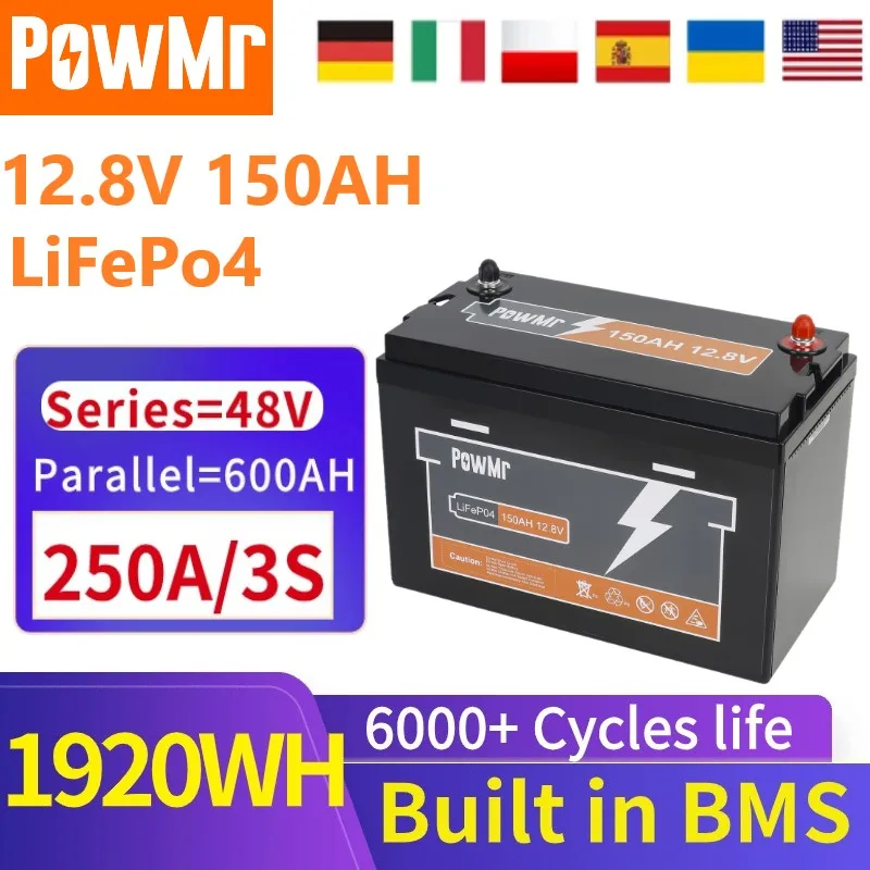 PowMr-12-8V-150Ah-LiFePo4-Battery-Built-in-BMS-Protection-12V-Lithium ...