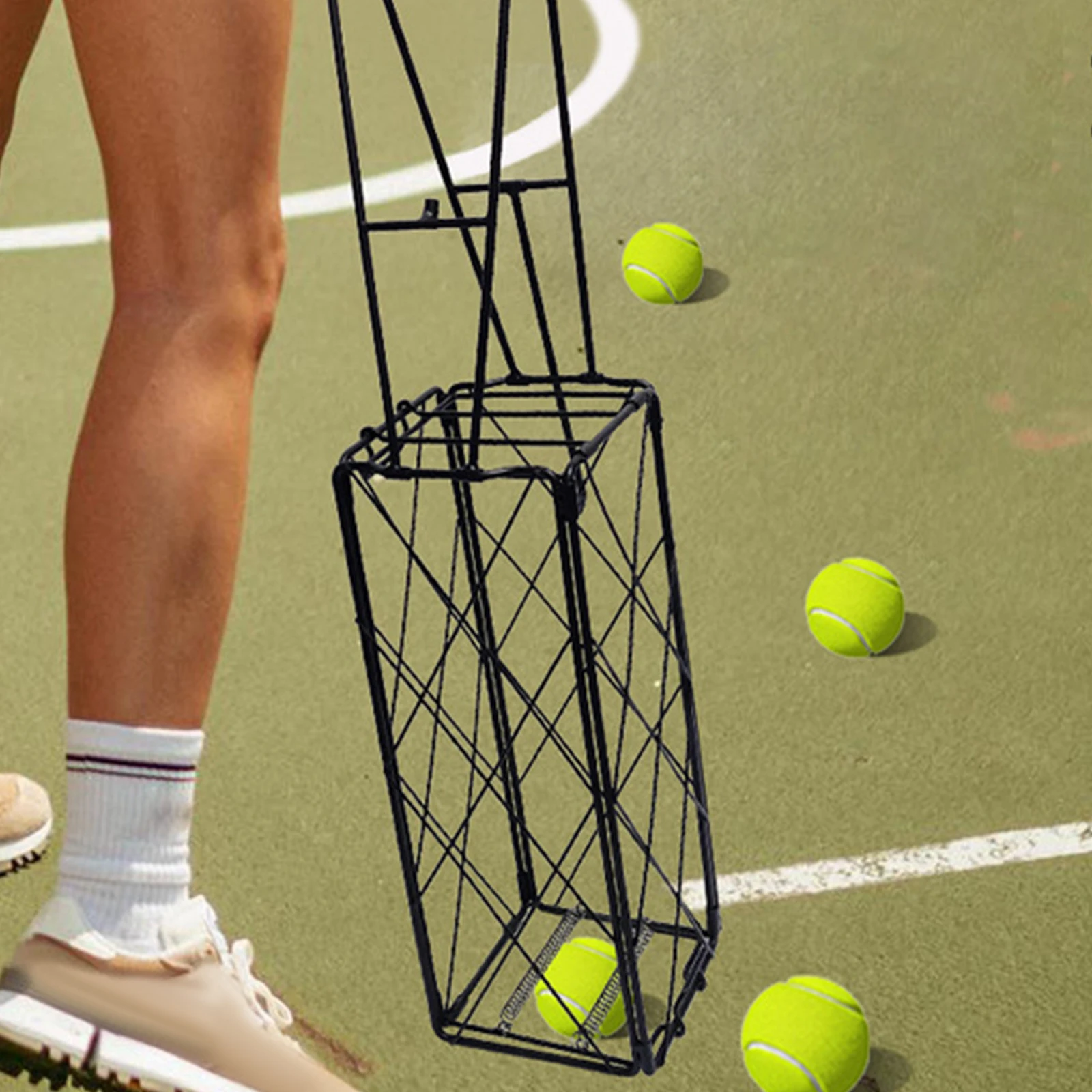 Pickleball-Hooper-Basket-Tennis-Ball-Retriever-Collector-Organizer-Cage ...