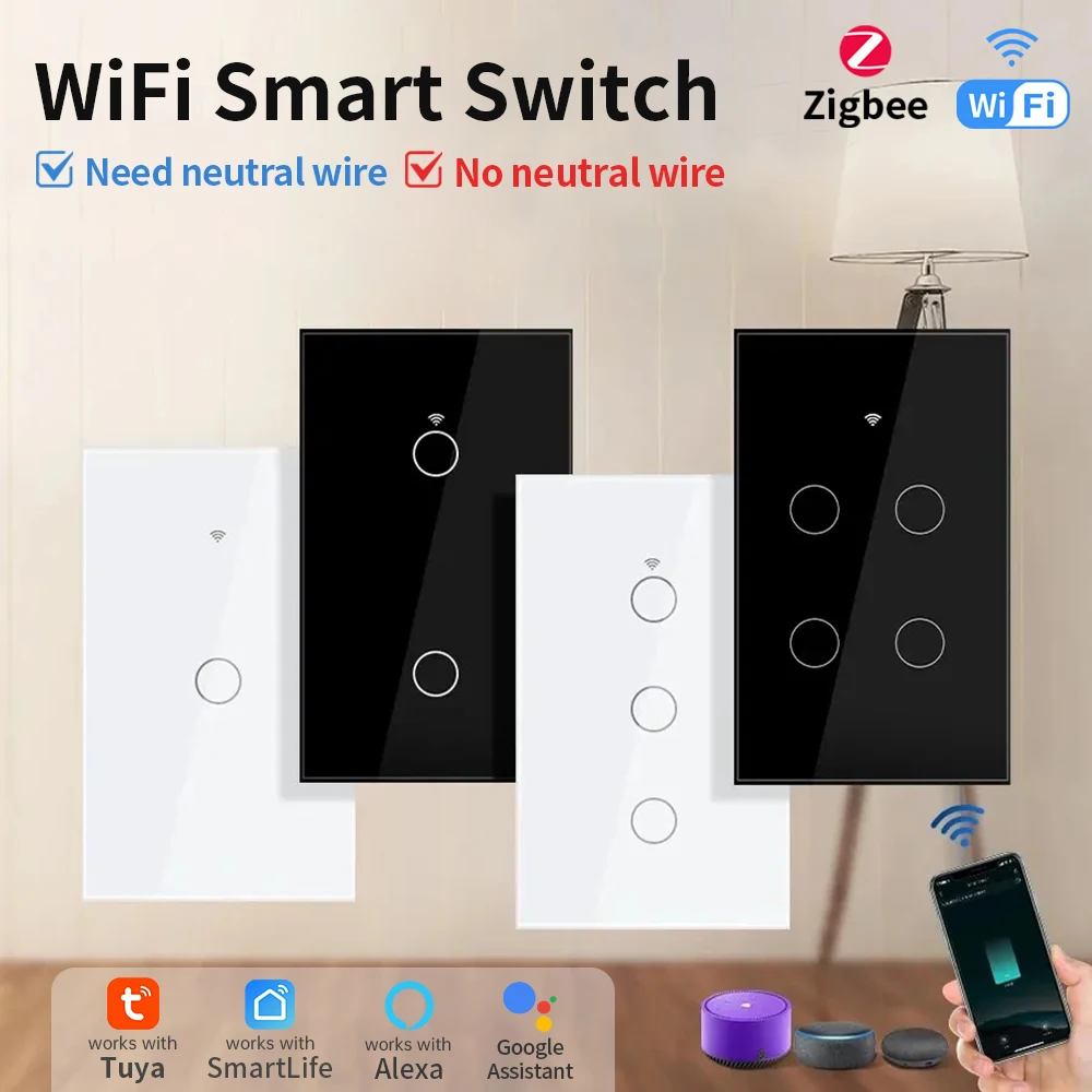 TNCE-Tuya-Wifi-Zigbee-RF433-US-Smart-Wall-Switch-1-2-3-4-Gang-Touch ...