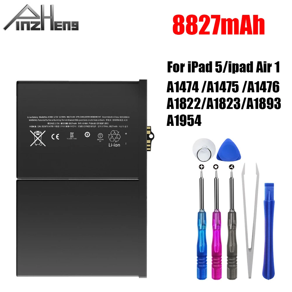Pinzheng 8827mah Tablet Battery For Ipad 5 Air 1 Replacement Bateria ...
