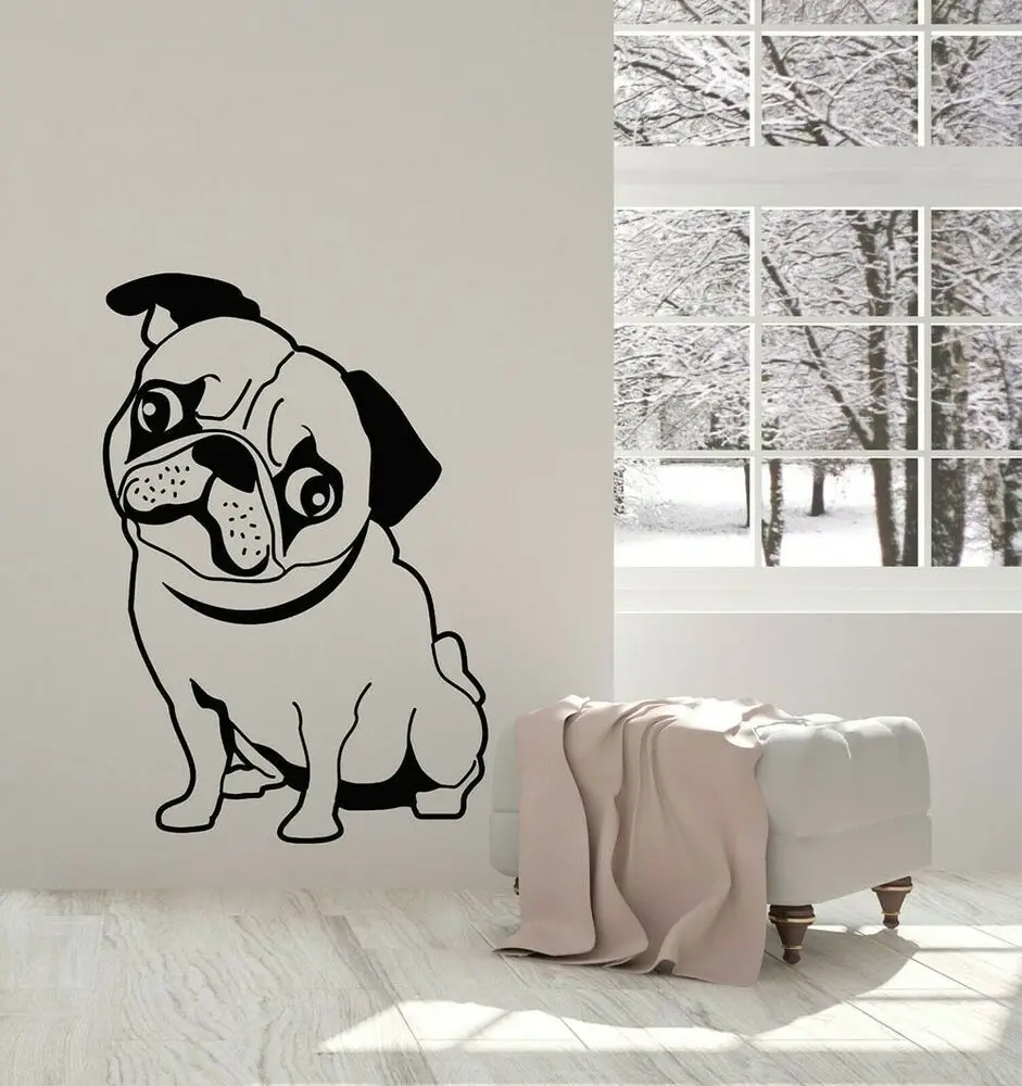 Puppy-Pug-Dog-Wall-Art-Decal-Pet-Shop-House-Animal-Grooming-Vinyl-Wall ...