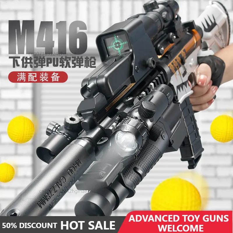 Arma de juguete M416, Rifle de bala suave, lanzador de tiro Manual de francotirador, modelo para ...