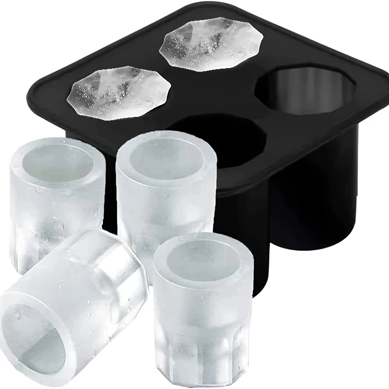 4-Cup-Shape-Silicone-Ice-Cube-Mold-Tray-Make-Shot-Glass-Summer-Bar ...