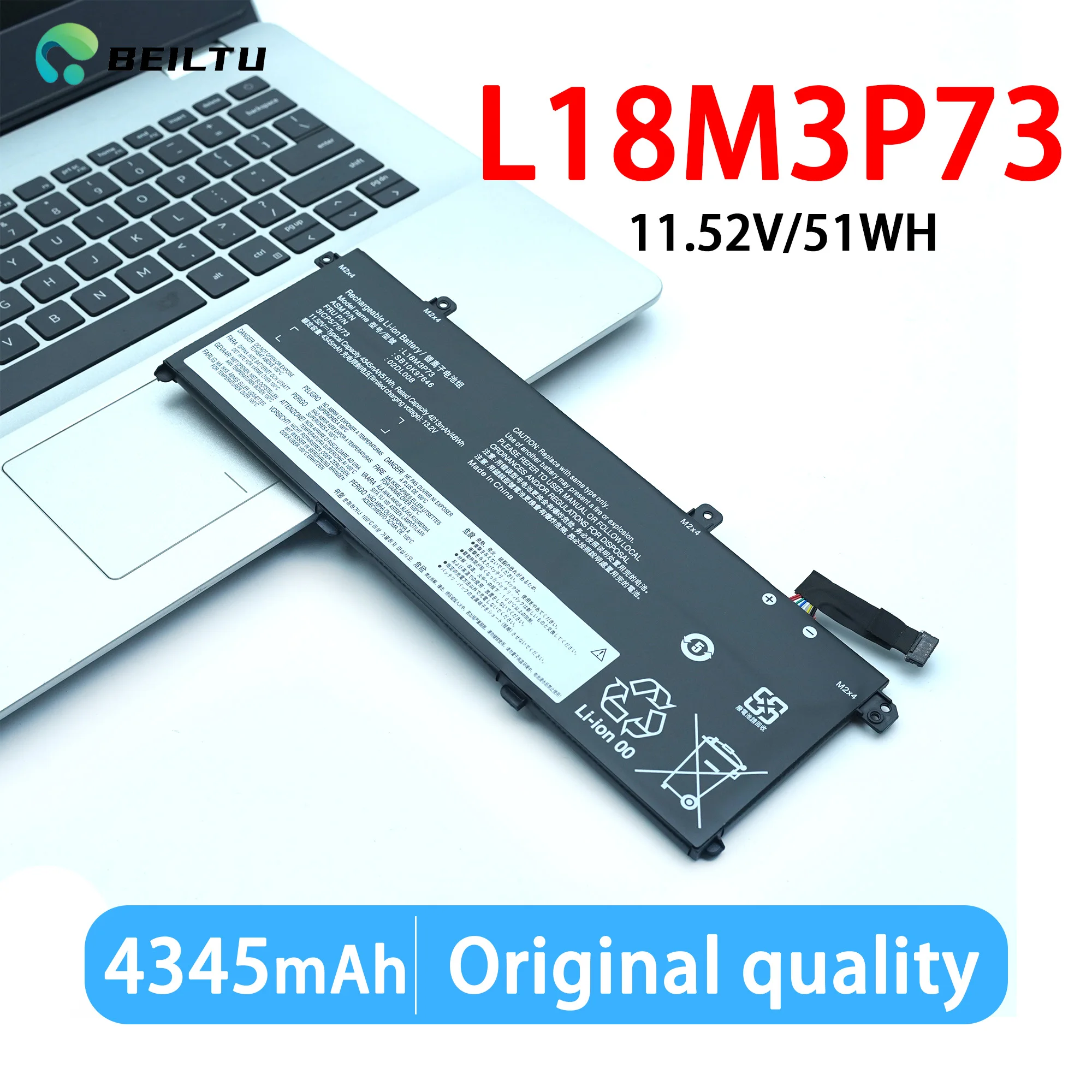 L18M3P73 51Wh Laptop Battery for Lenovo ThinkPad T490 T495 P43s 02DL007 ...