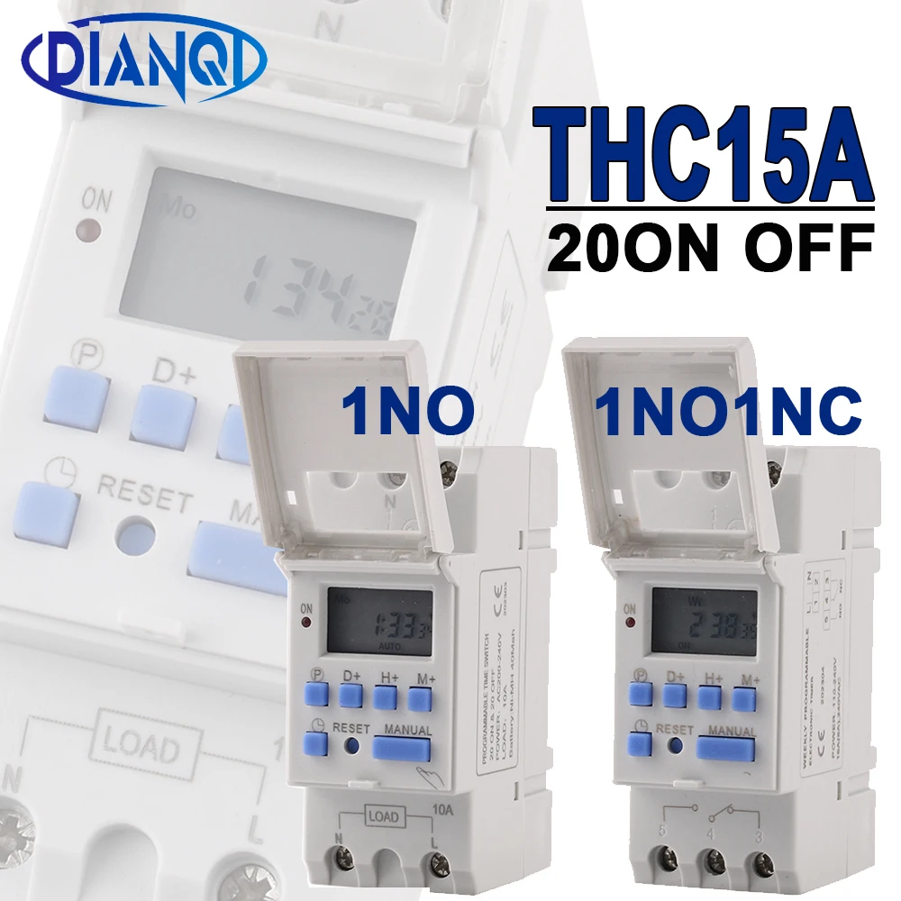 New Type Din Rail THC15A 20ON OFF Weekly 7 Days Programmable Digital ...