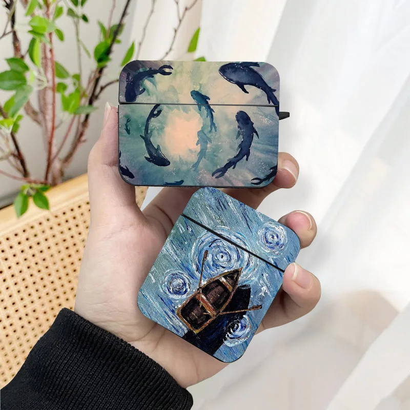 Sea with Whirlpools Whale AirPods Case Black Wireless Bluetooth ...