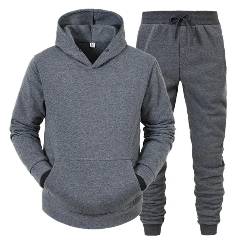 Fato-de-treino-casual-masculino-de-cor-s-lida-pul-ver-com-capuz-e-cal ...