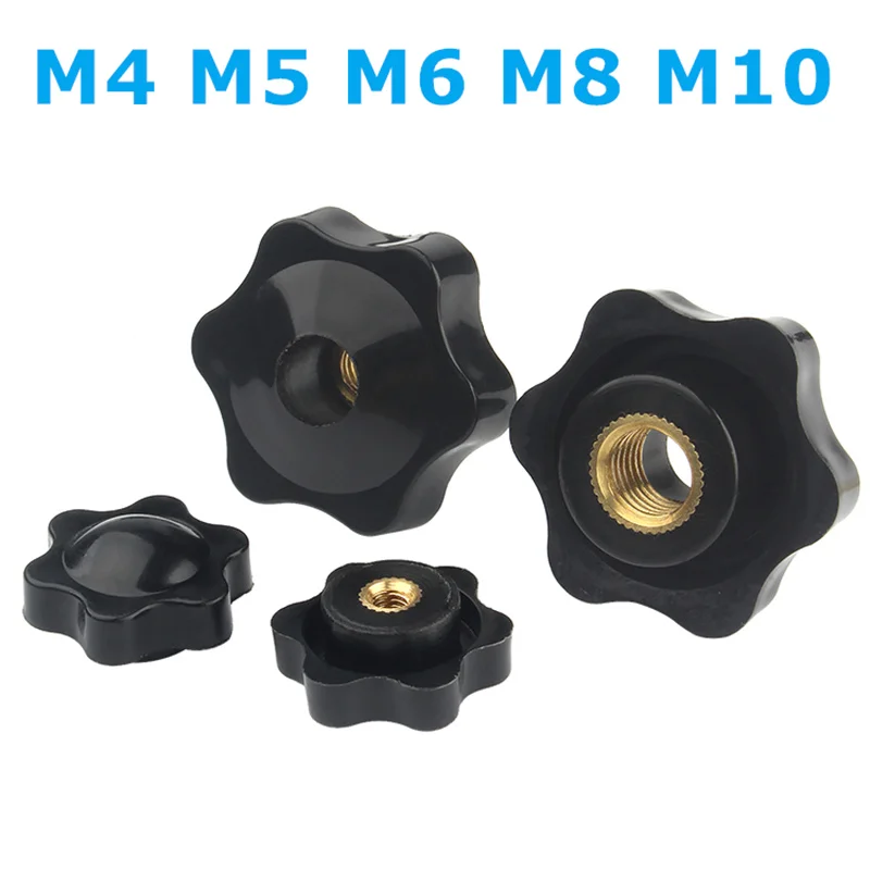 Plum Hand Tighten Nuts Handle Thread Star Mechanical Black Thumb Nuts ...