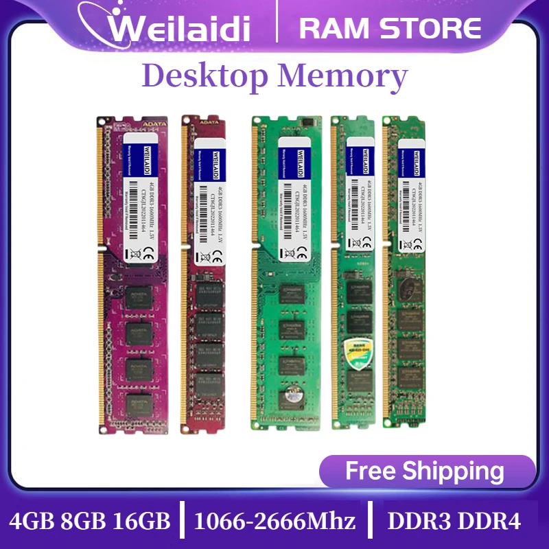 DDR3 DDR4 4GB GB 16 8GB de Memória Desktop Ram pc3 1066 1333 1600 1.5v ...