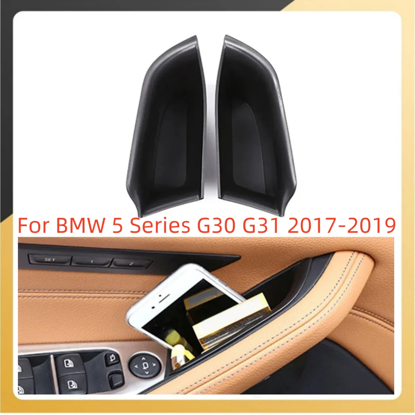 Pair-Armrest-Front-Side-Door-Handle-Storage-Tray-Box-For-BMW-5-Series ...