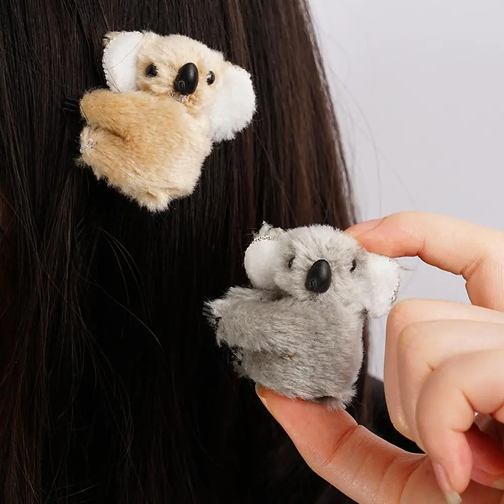 1-10Pcs Super Plush Koala Cute Fluffy Animal Hair Koala Claw Clip Bear ...