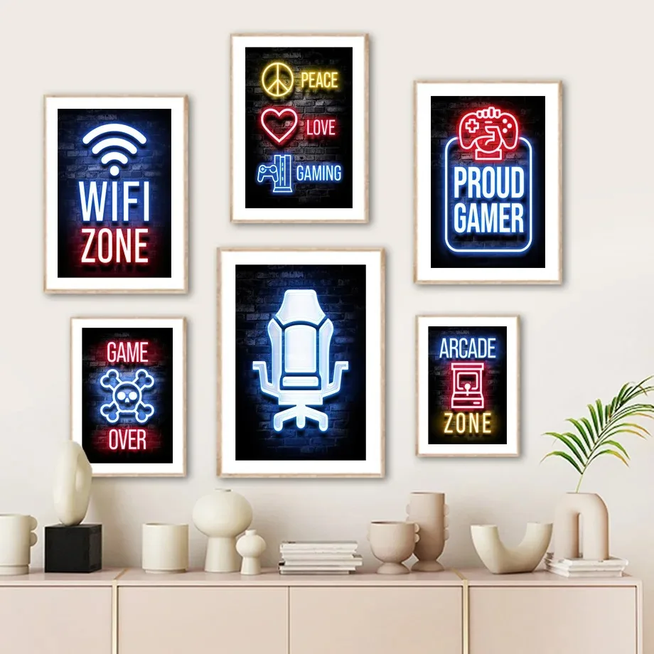 Gaming-Room-Decoration-Poster-Wall-Art-Video-Game-Canvas-Painting ...