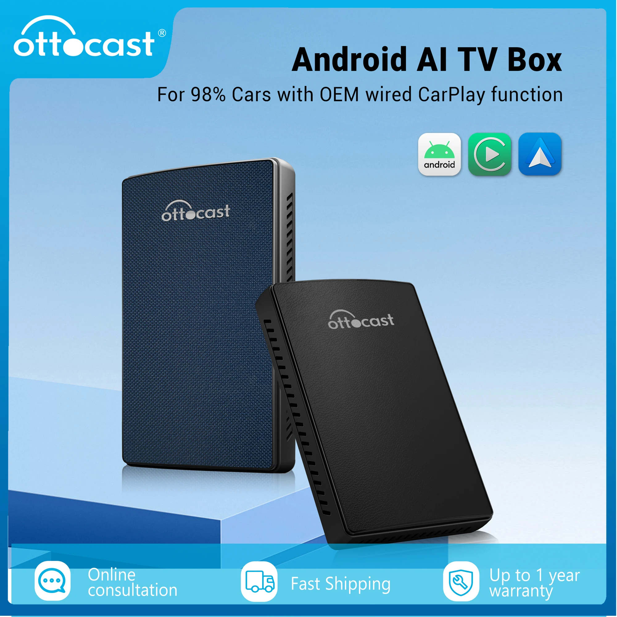 Ottocast Carplay Ai Box Play Video Oem Multimedia Player Wireless ...