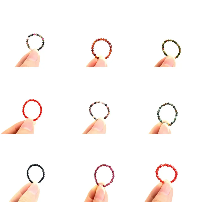 Wholesale 2mm Natural Stone Inlaid Cut Round Bead Ring Energy Stone ...