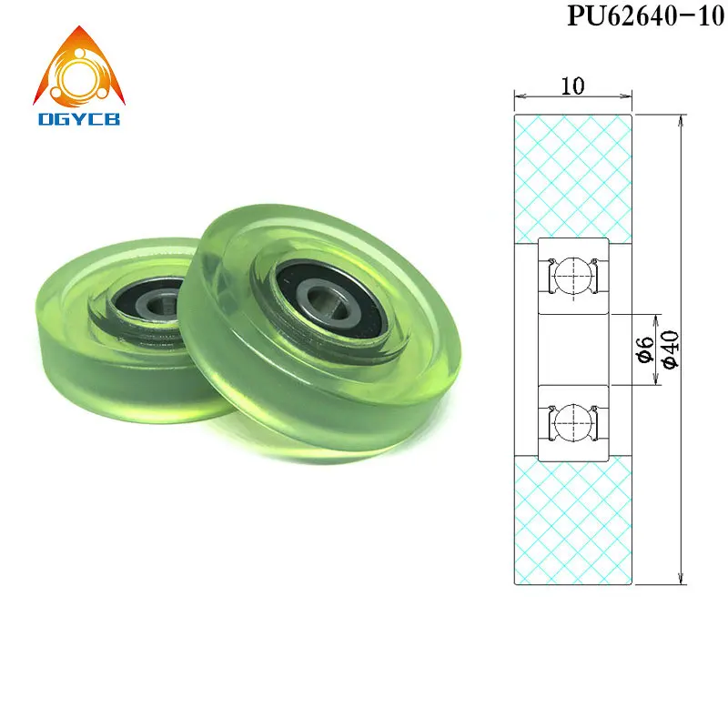 1pcs-85A-High-Hardness-6x40x10-mm-PU-Rubber-Pulley-With-626-Bearing ...
