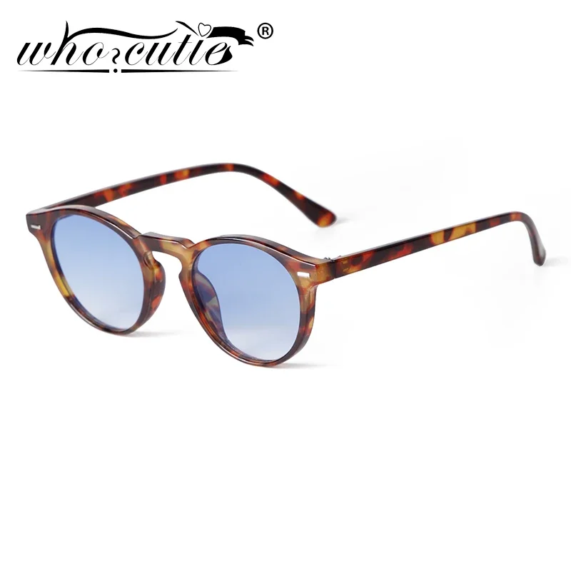 Vintage Tortoise Shell Blue Round Sunglasses Women 2025 Brand Designer ...
