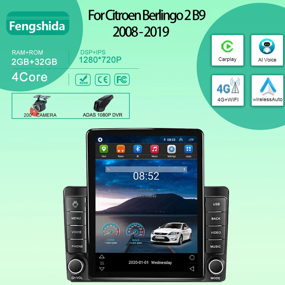Android-Carplay-DSP-For-Citroen-Berlingo-2-B9-2008-2019-Car-Radio-Multimedia-Video-Player ...