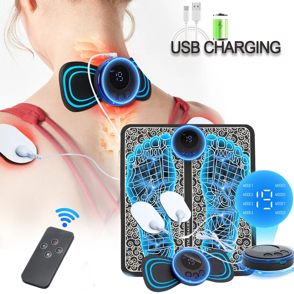 Lcd Display EMS Portable Body Massager Foot Neck Massage Pulse Muscle ...