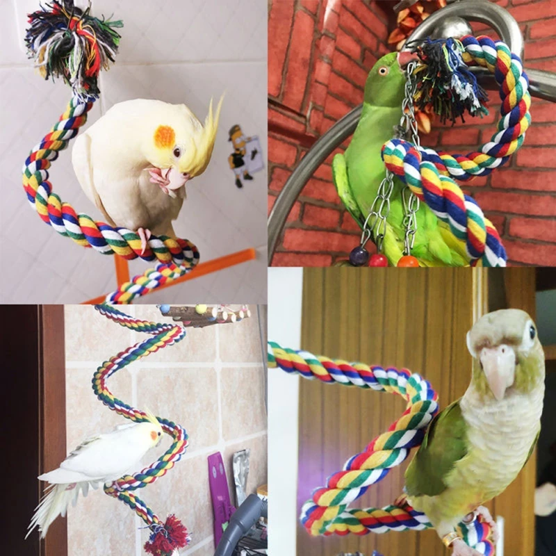Parrot Rope Hanging Braided Budgie Chew Rope Bird Cage Cockatiel Toy ...