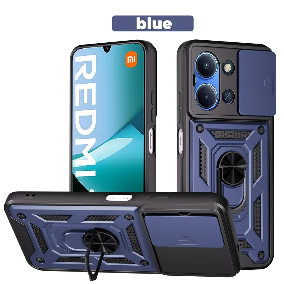 Slide Camera Lens Protection Phone Case For Xiaomi Redmi 15C Ring Stand ...