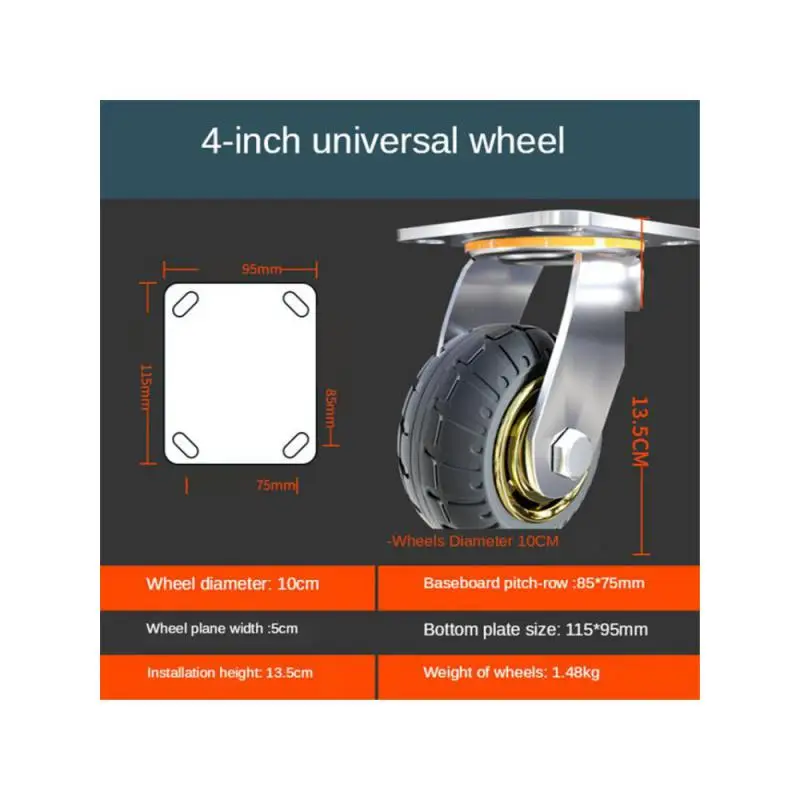 1-Pcs-Packing-4-inch-universal-Wheel-Heavy-Duty-Caster-Mute-Rubber-Flat ...