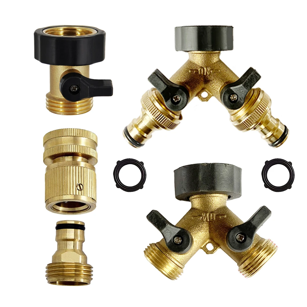 Quick Water Connectors Brass 2-way Garden Tap Female 3/4 Y Irrigation ...
