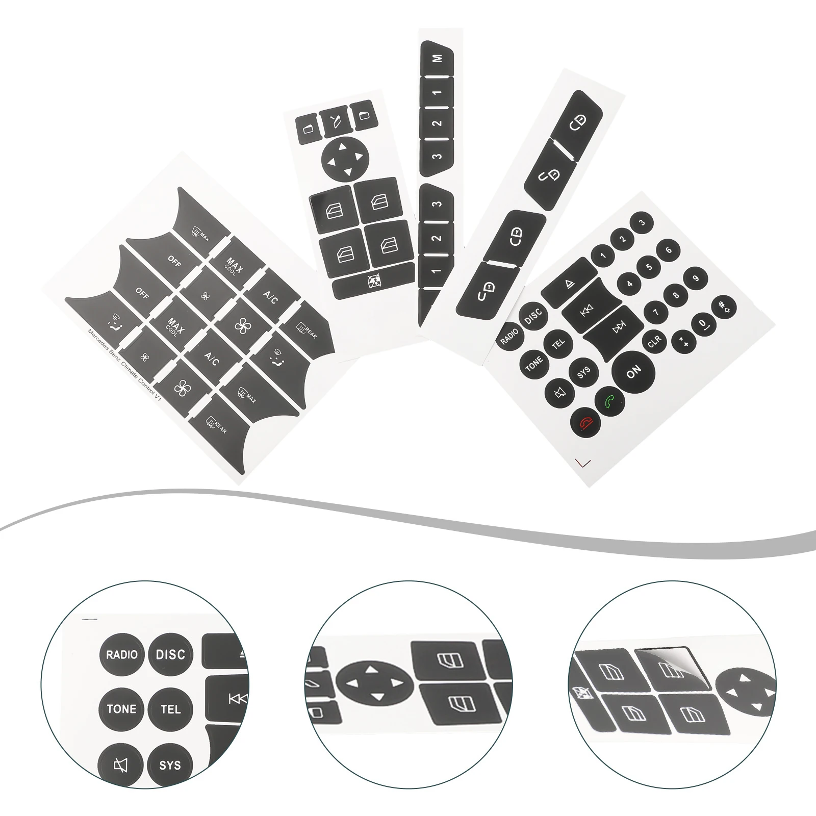 1set-For-Mercedes-For-Benz-Car-Button-Decals-Stickers-Black-With-White ...