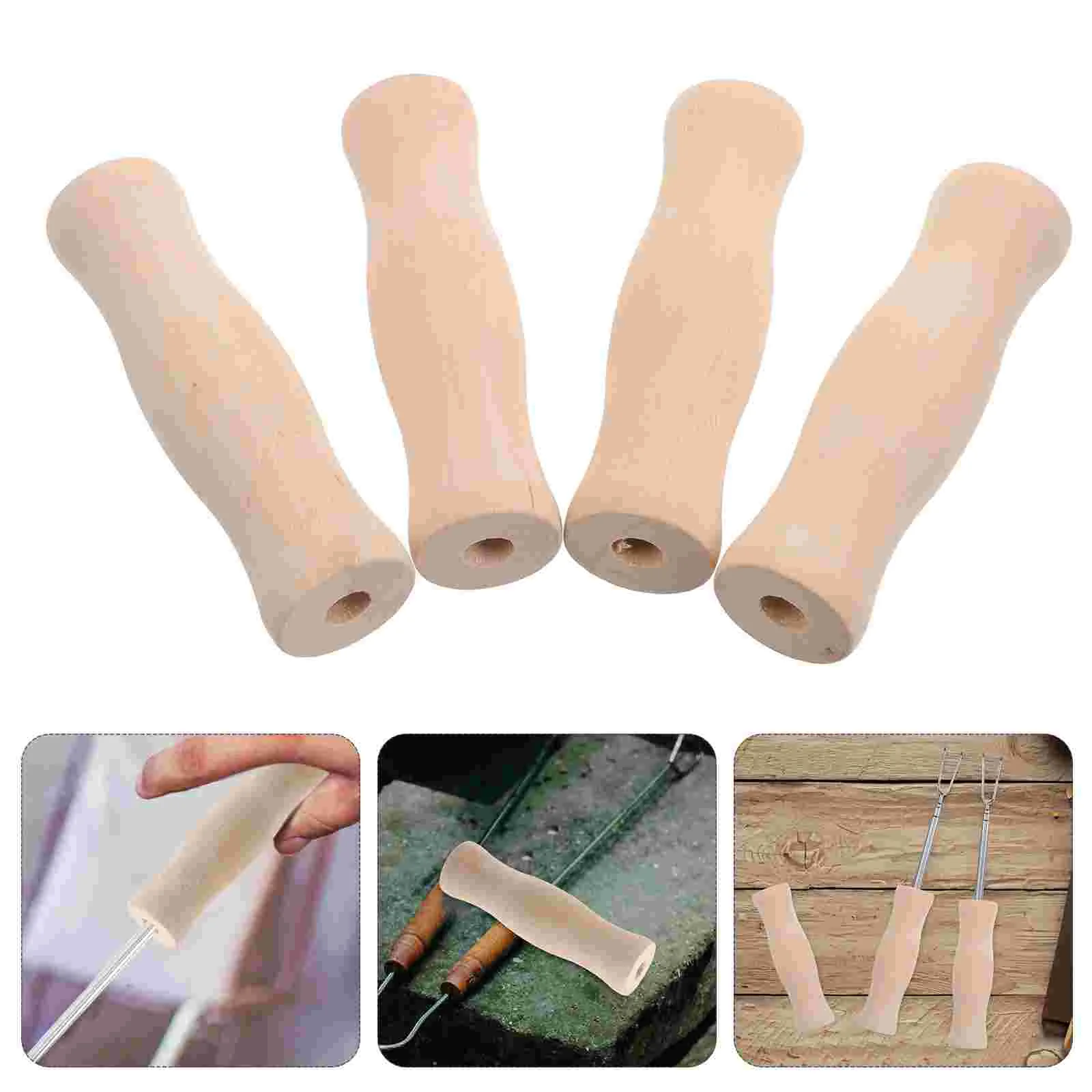 4Pcs Wooden Handle Kitchen Utensils Bbq Grill Sturdy Non Slip ...